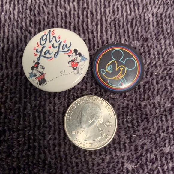 Disney | Accessories | Mickey And Minnie Disney Button Pin Pair | Poshmark